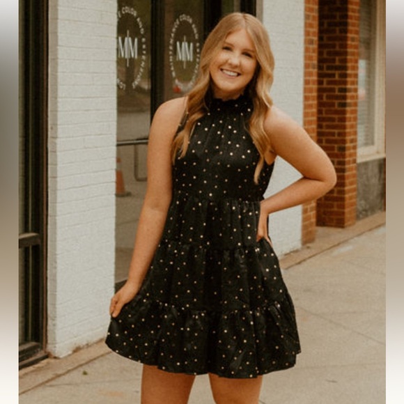 TCEC | Dresses | Tcec Black And Gold Dot Dress Size S | Poshmark